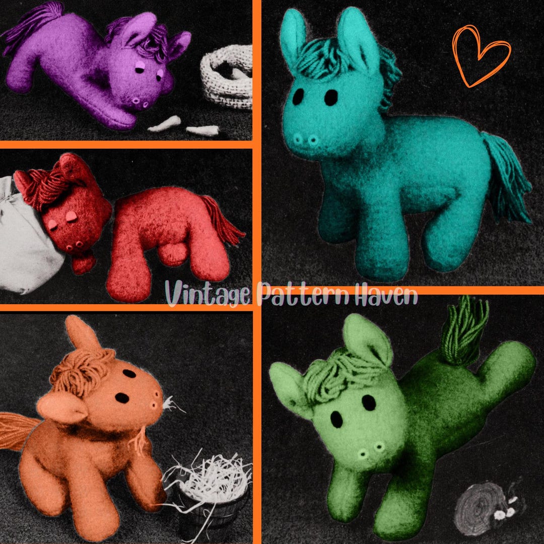 Vintage Mini Pony Sewing Pattern PDF | Easy Soft Toy Tutorial | 5 ...