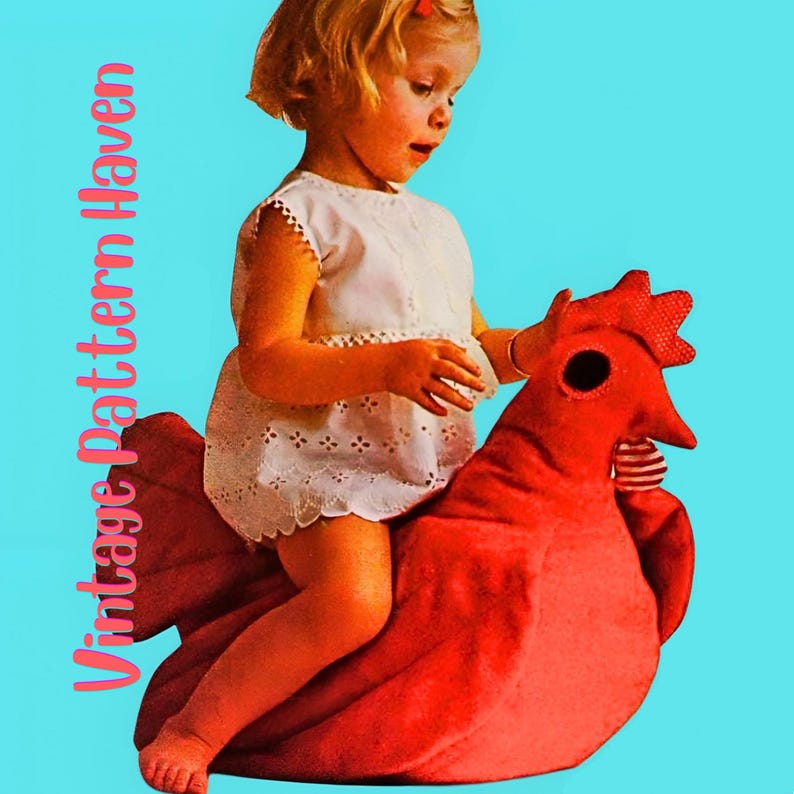 Vintage Chicken Bean Bag Chair Sewing Pattern PDF – 70s Toy Chick ...
