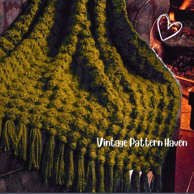 Vintage Crochet Afghan Pattern – Easy Two-strand Bobble Blanket ...