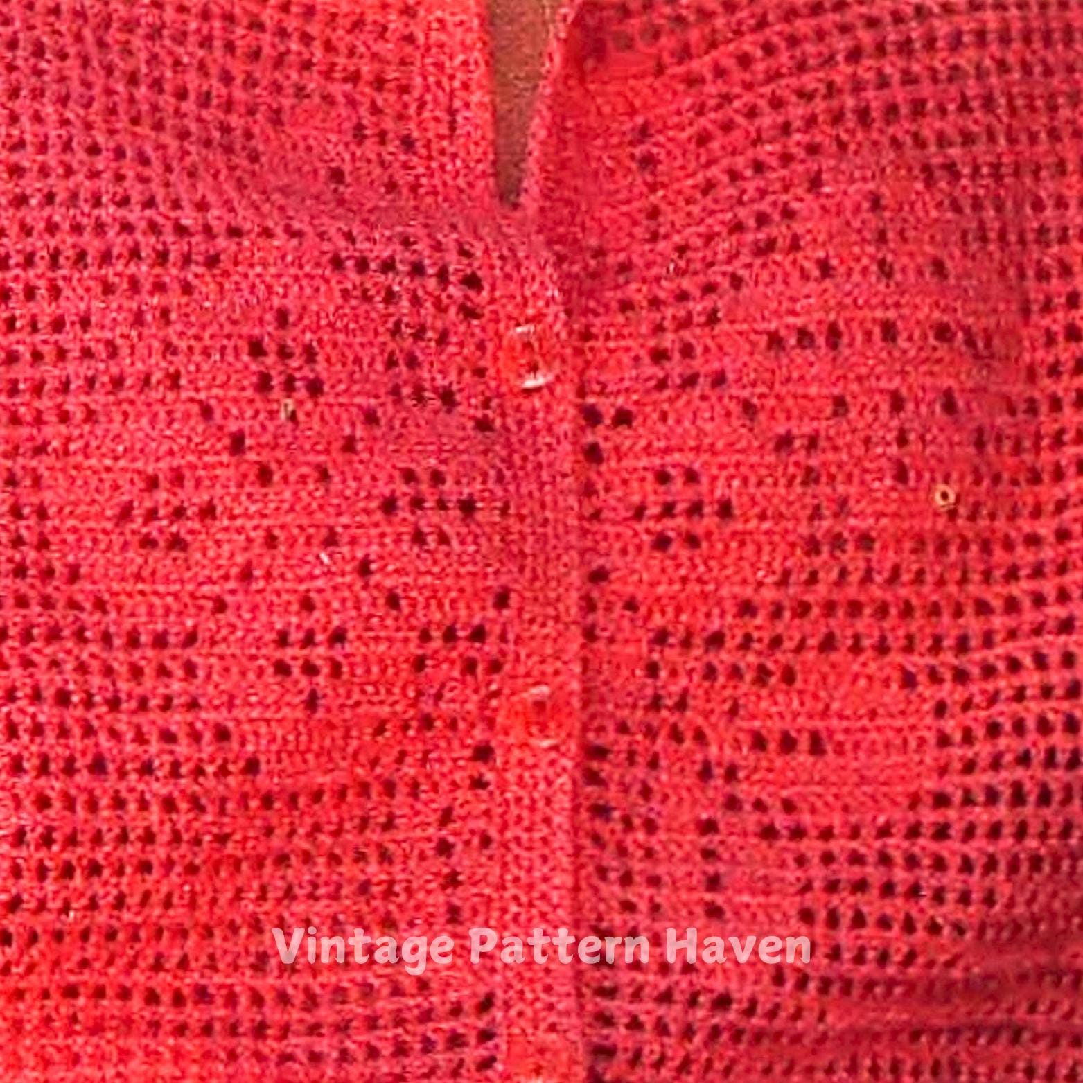 Vintage Filet Crochet Pattern PDF – Elegant Floral Blouse, Short Sleeve ...