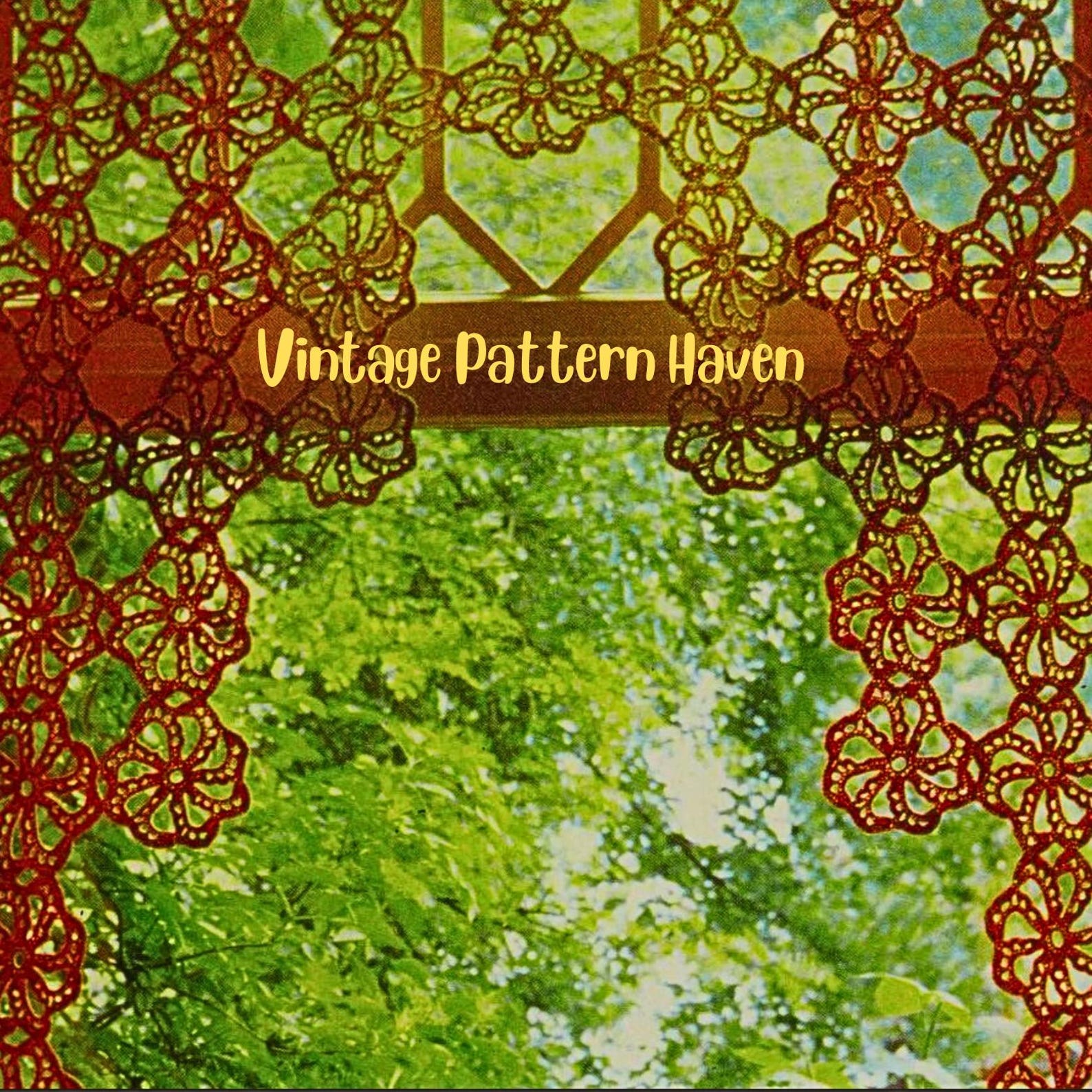 Vintage Crochet Curtain Pattern – 1970s Café Curtain – Catherine Wheel ...