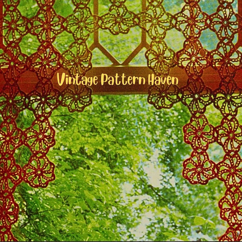 Vintage Crochet Curtain Pattern – 1970s Café Curtain – Catherine Wheel ...