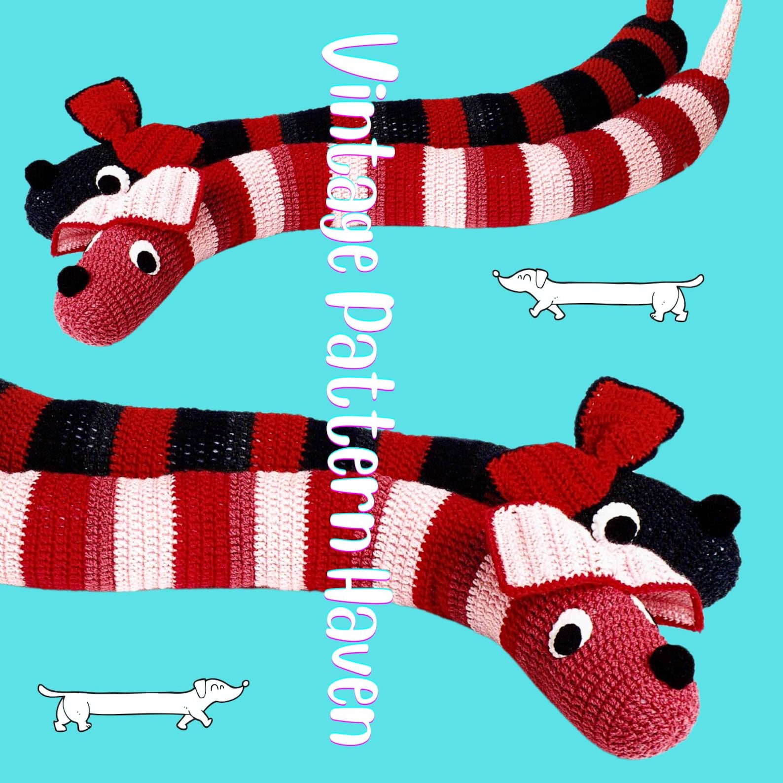 Vintage Crochet Dog Draught Stopper Pattern | Beginner Friendly Door ...