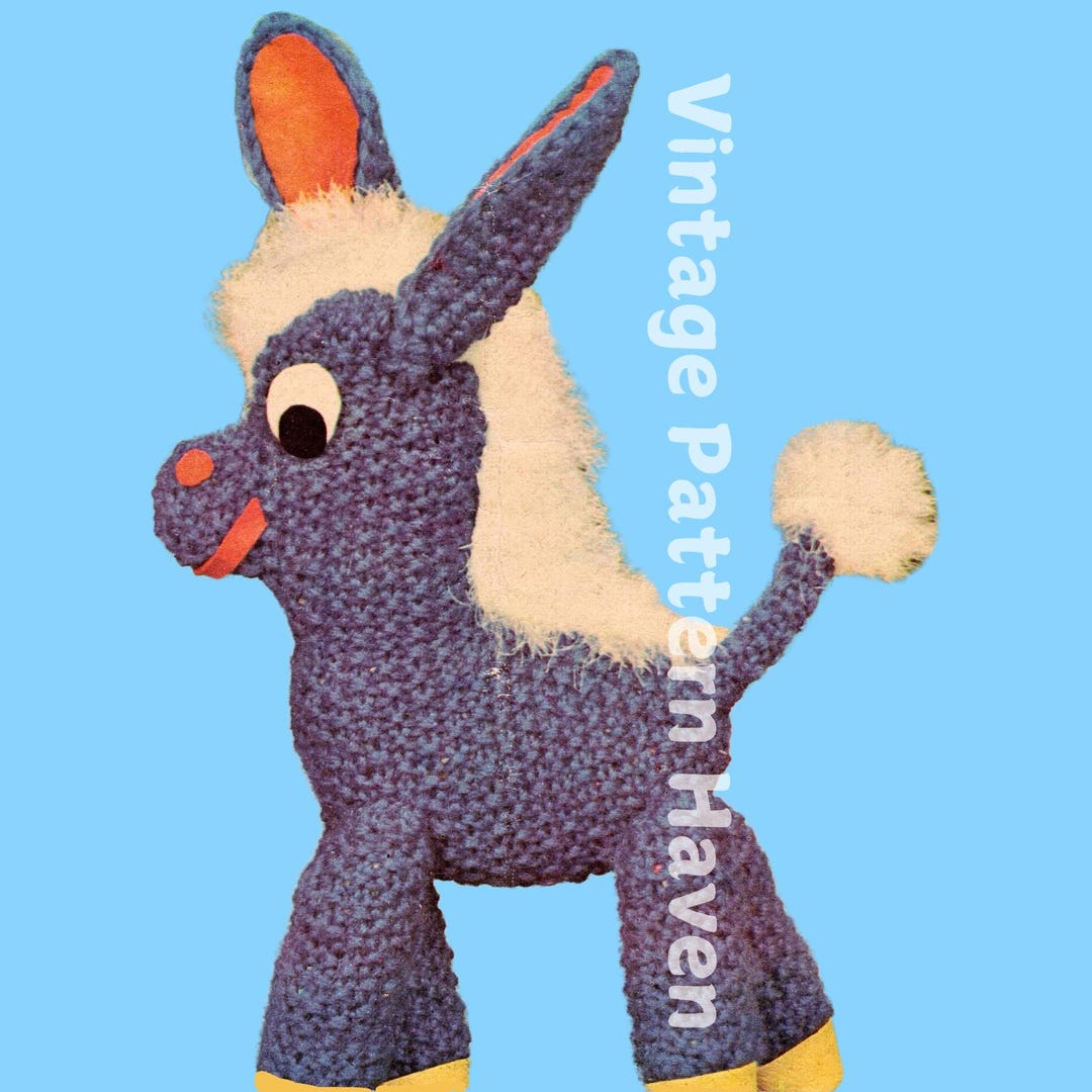 Vintage Crochet Donkey Pattern PDF – Amigurumi Toy, Kids Room Decor ...