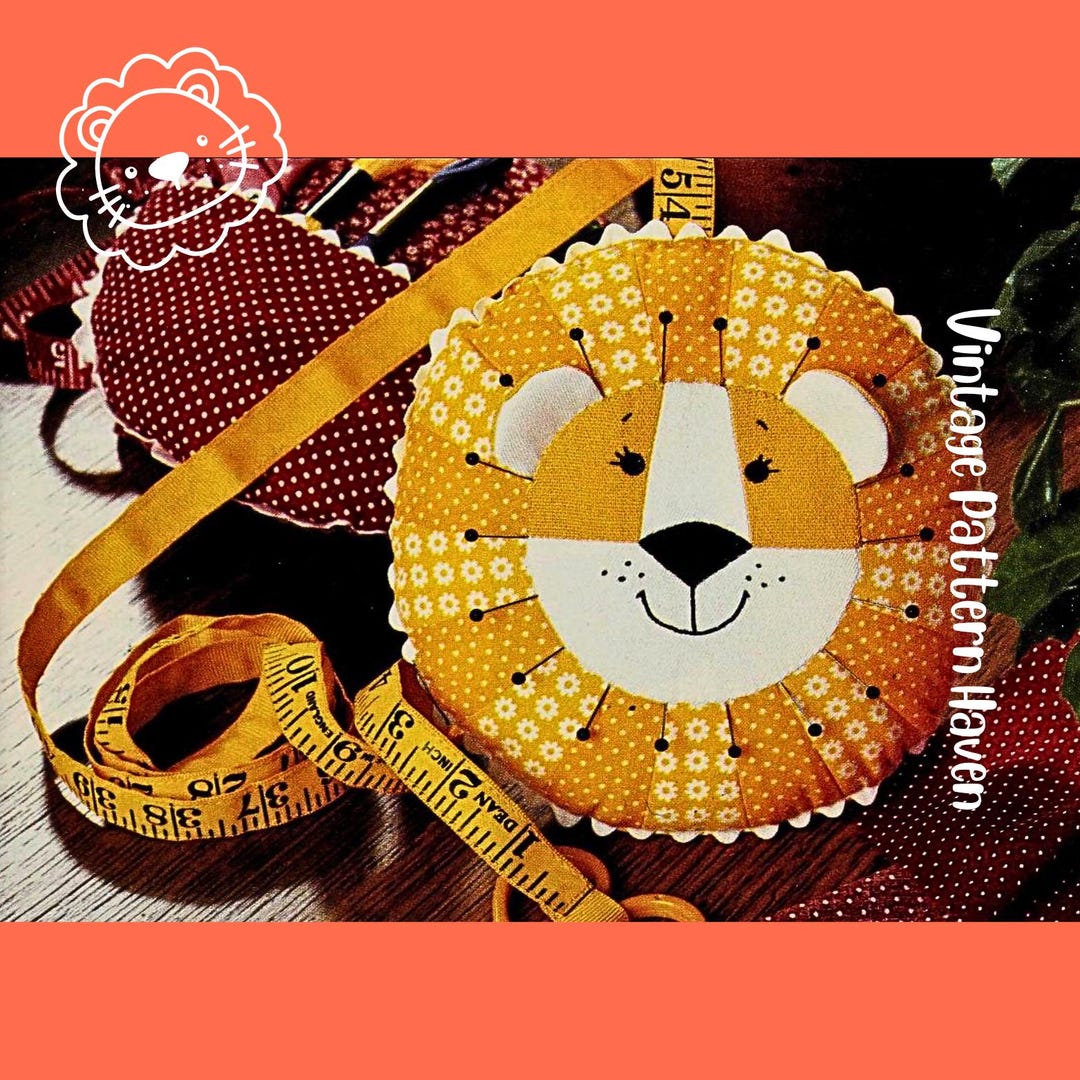 Whimsical Lion Pincushion Sewing Pattern | Vintage Craft PDF | Scrap ...