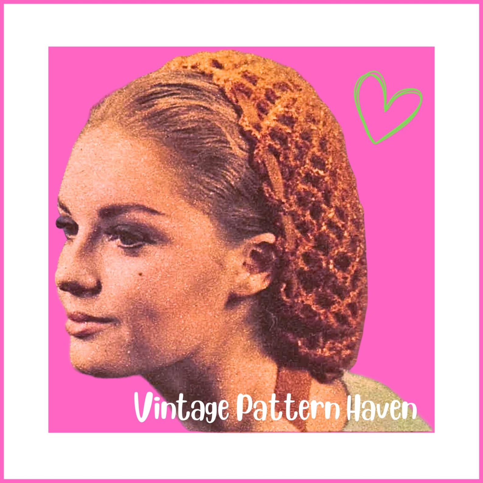 1960s Crochet Snood Pattern PDF – Vintage Hair Net – Fishnet Style Hair ...
