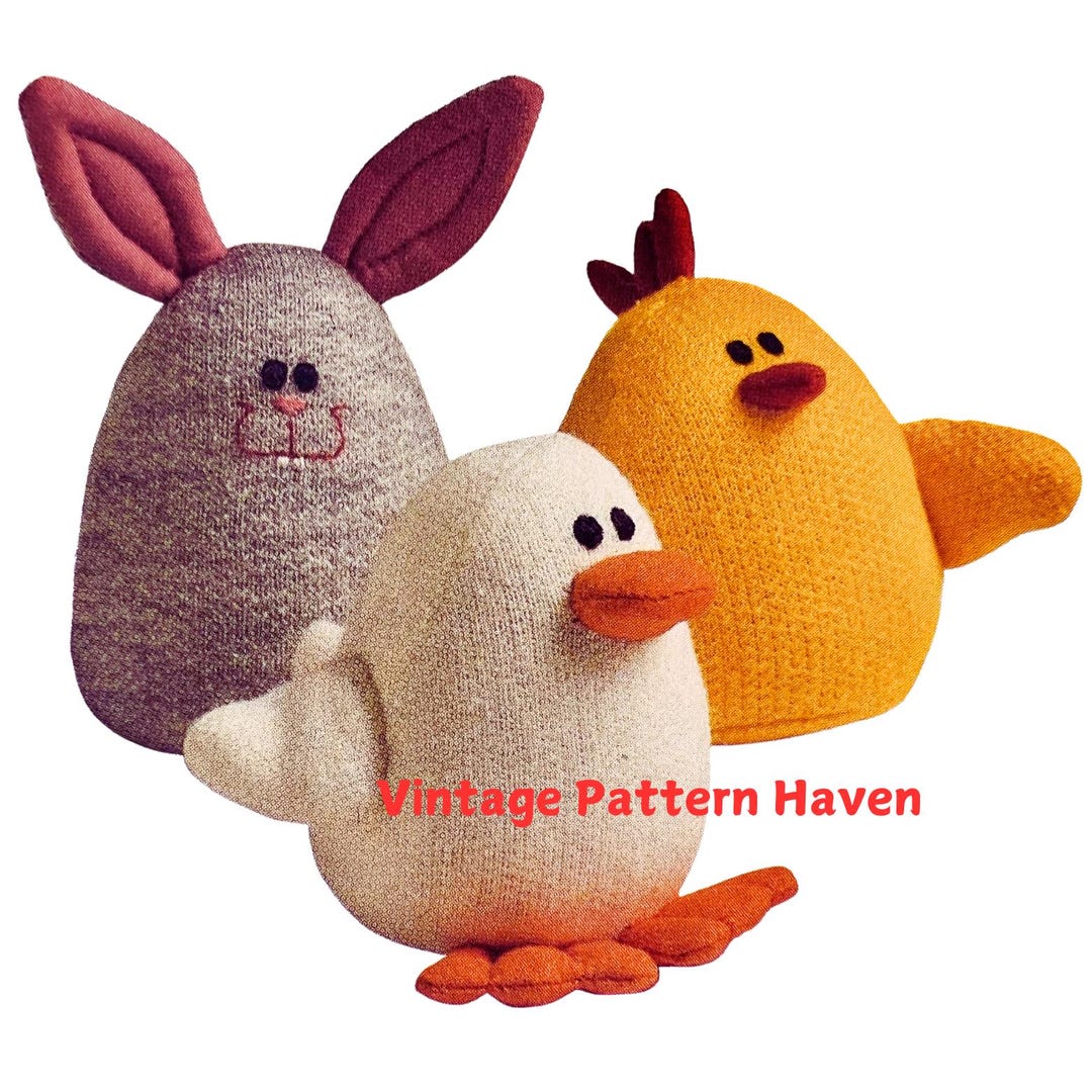 Vintage Easter Finger Puppets Sewing Pattern – Bunny, Chick & Duck ...