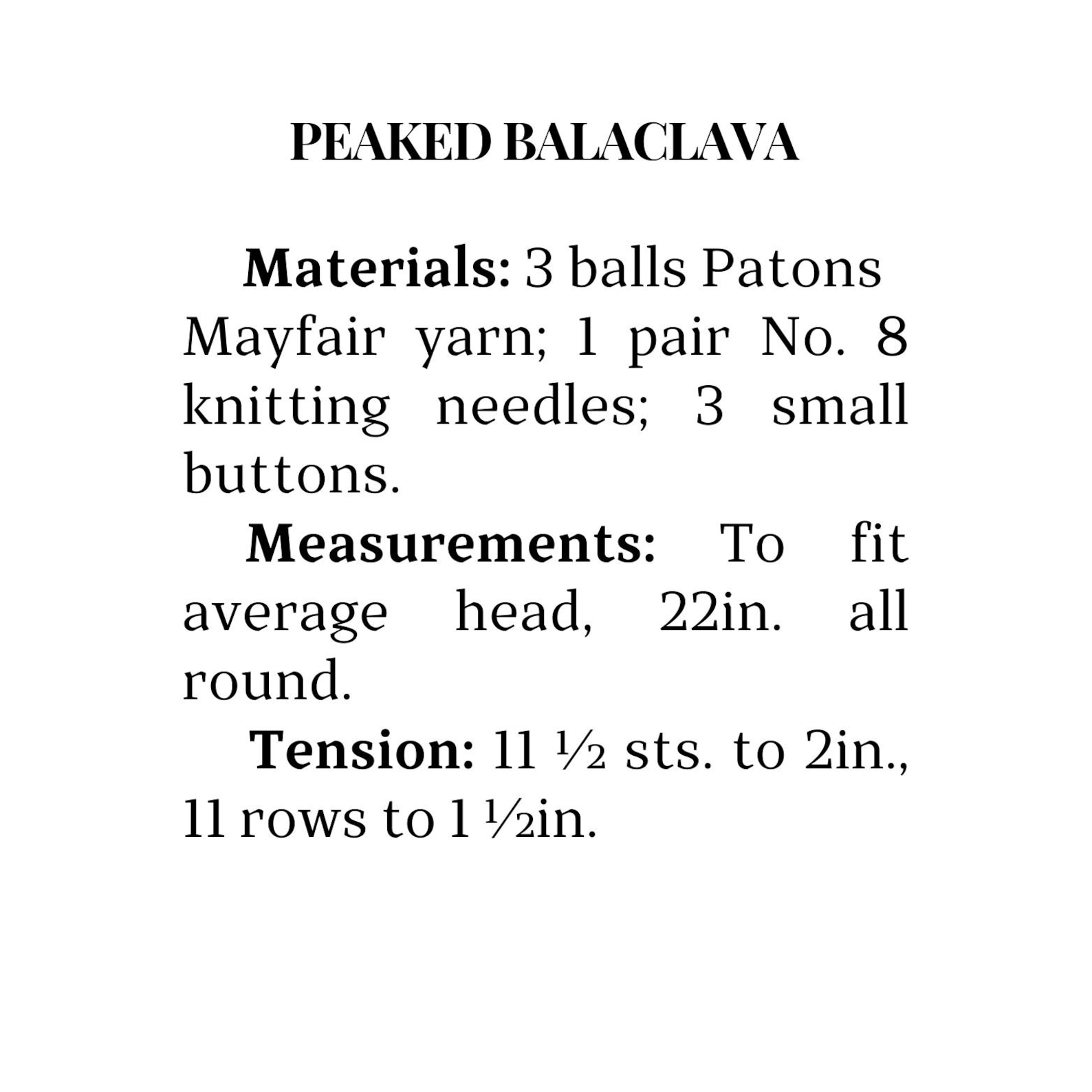 1960s Vintage Balaclava Knitting Pattern PDF – Retro Winter Balaclava ...