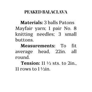 1960s Vintage Balaclava Knitting Pattern PDF – Retro Winter Balaclava ...