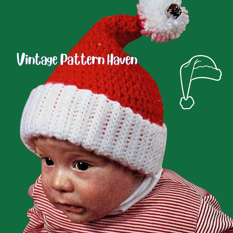 Baby Santa Hat Crochet Pattern PDF – First Christmas, Newborn to ...
