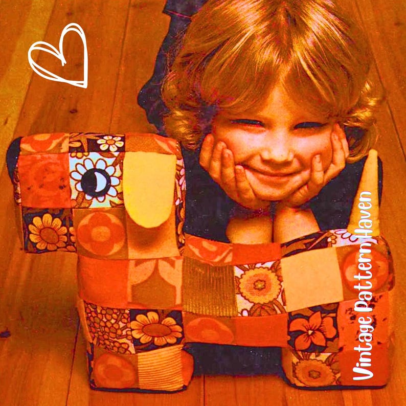 Vintage Patchwork Toy Dog Sewing Pattern – Easy 1970s Soft Dog Plush ...