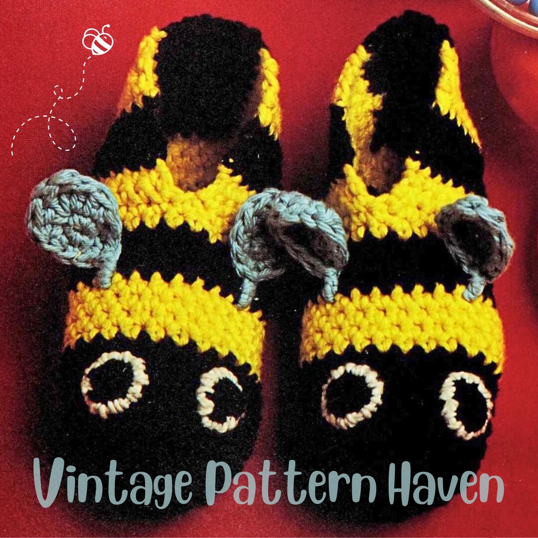 Toddler Bee Slippers Crochet Pattern – Cute Baby Booties PDF – Easy ...