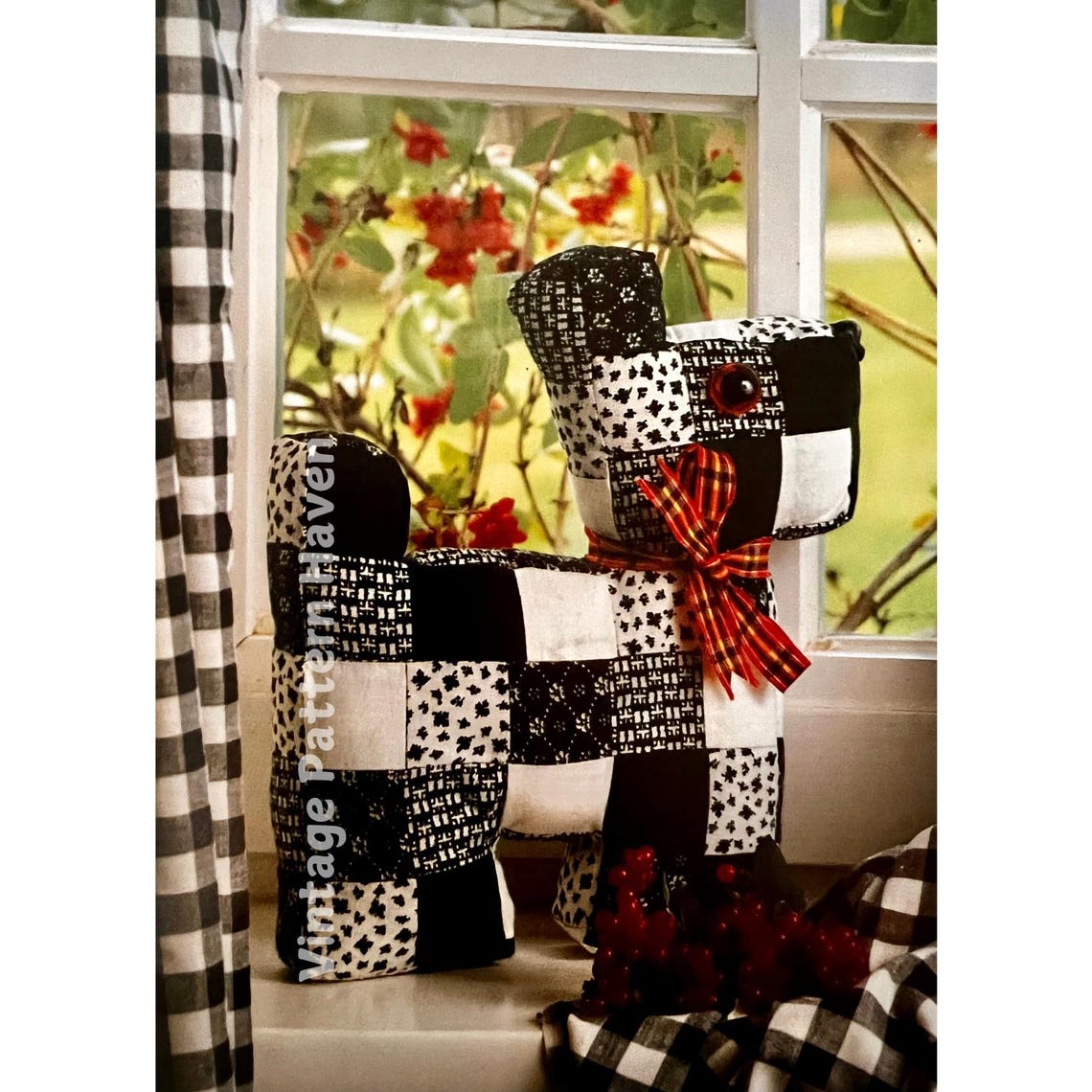 Vintage Scottie Dog Patchwork Pattern - 90s Retro DIY Cushion, Toy or ...