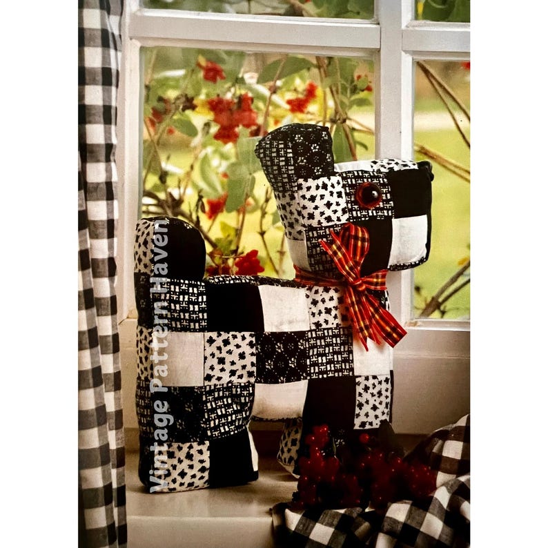 Vintage Scottie Dog Patchwork Pattern - 90s Retro DIY Cushion, Toy or ...