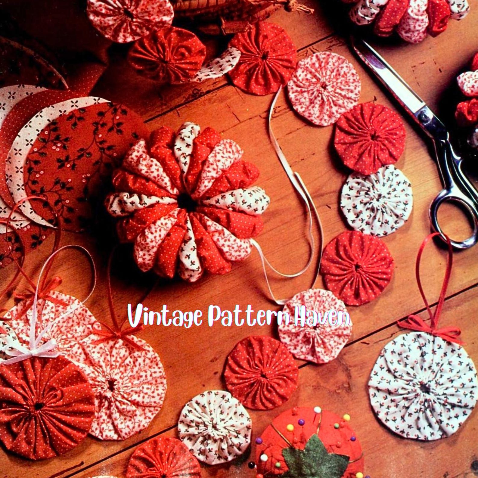 Yo-yo Ornament Sewing Pattern | Easy Vintage Christmas Craft ...