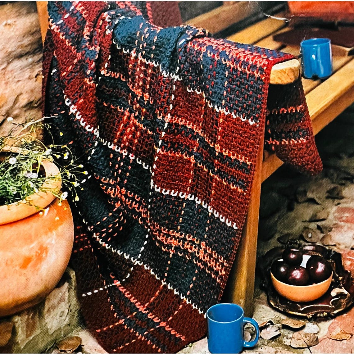 Vintage Crochet Blanket Pattern – 1980s Tartan Plaid Design, Cozy Retro ...