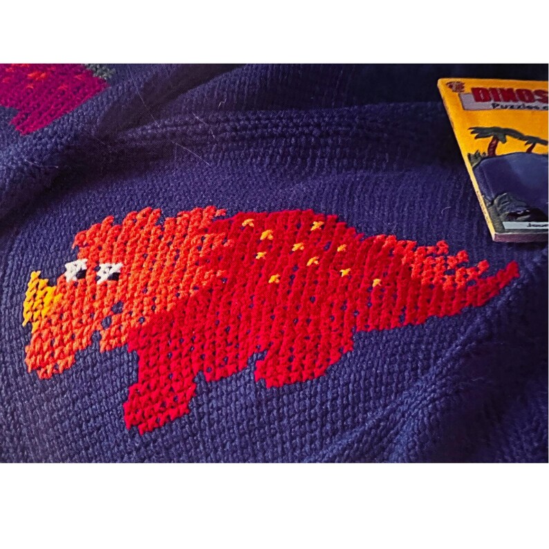 Vintage Dinosaur Blanket Crochet Pattern – Bold Afghan Stitch & Puff ...