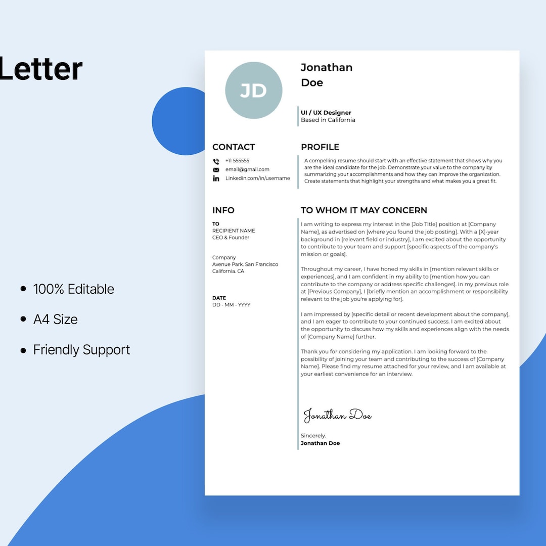 Professional CV & Cover Letter Templates, Resume Template Word, Google ...