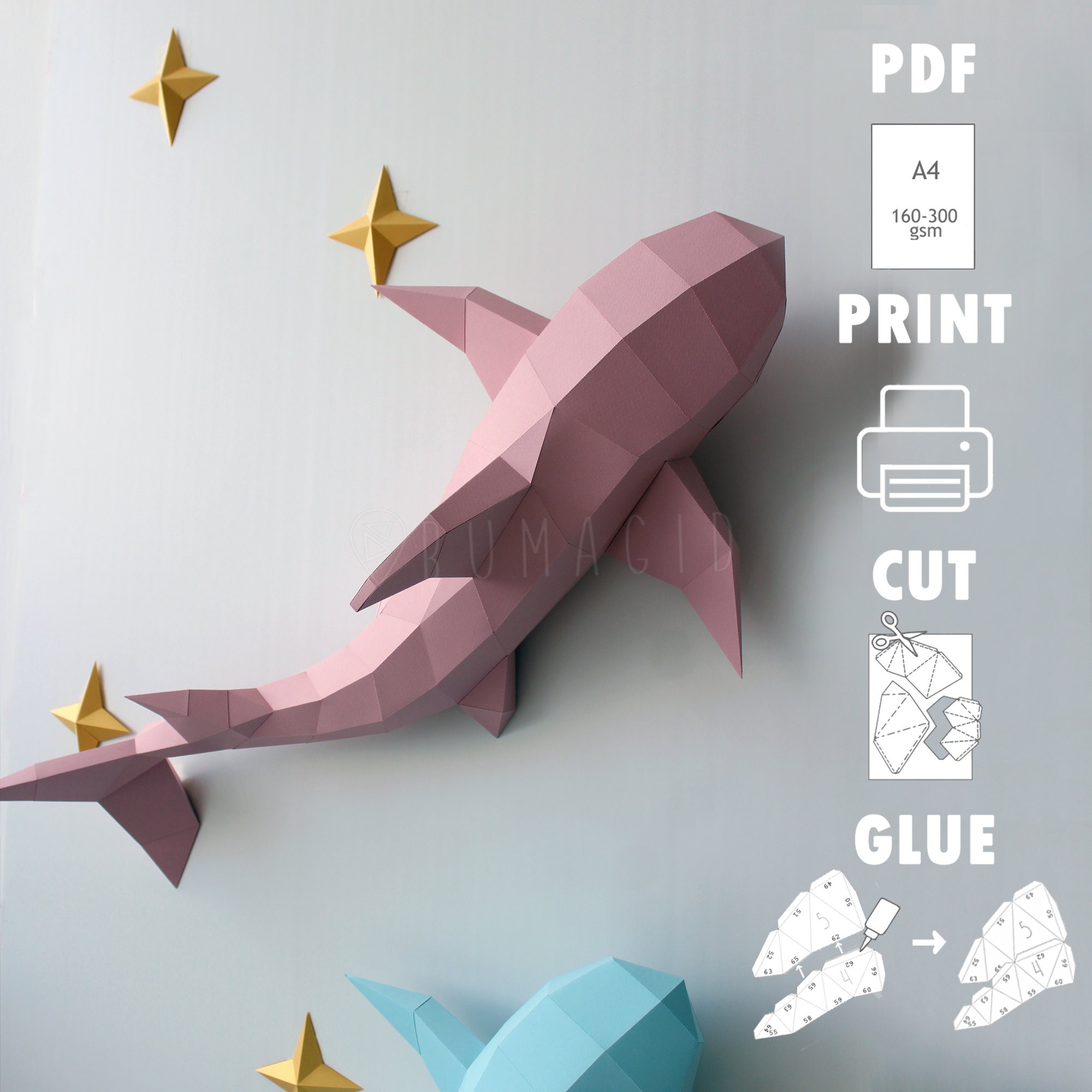 Engagin DIY 3D Shark Model for Creative Crafting | Detailed Template ...