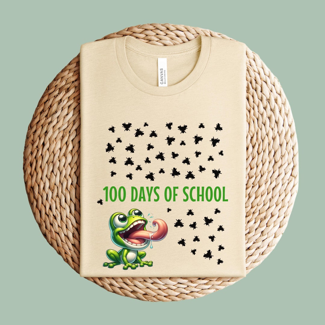 100 Days of School Frog Shirt Fun Frog & Flies Sweater Kids 100th Day ...