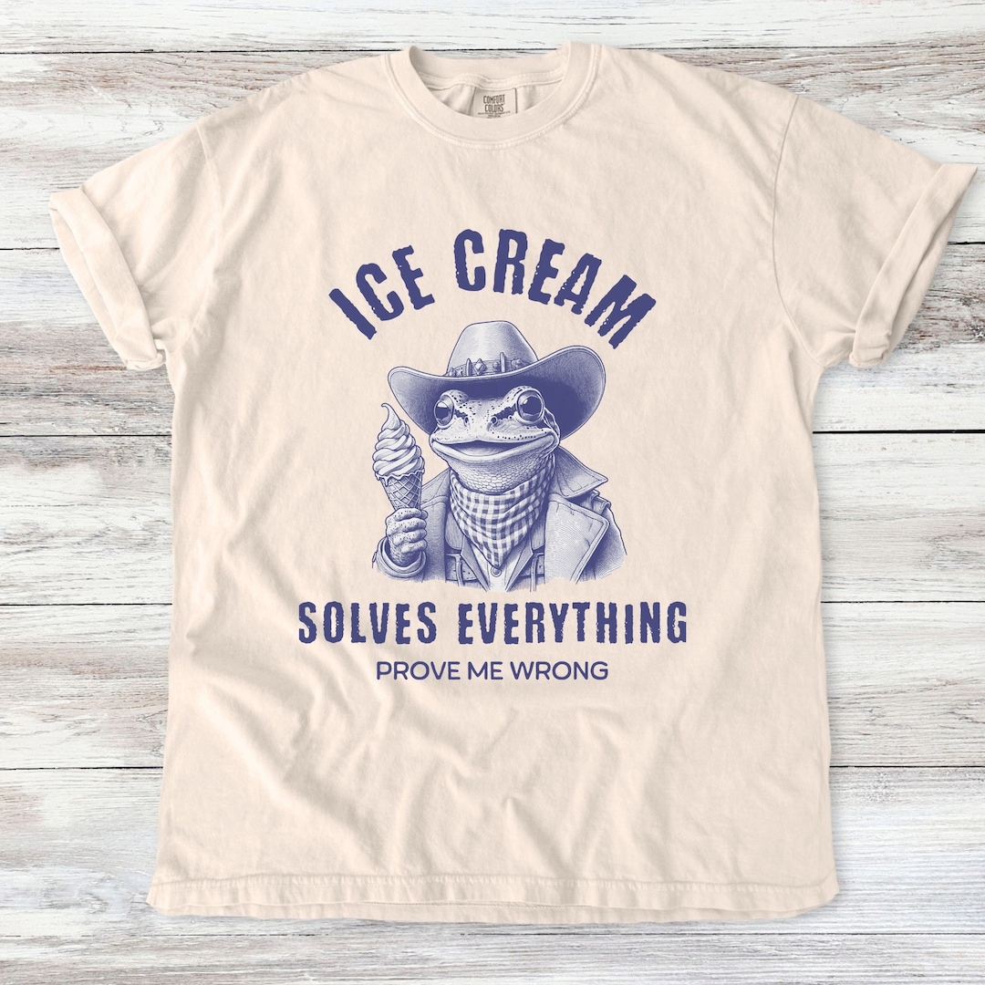 Frog Cowboy Ice Cream T-shirt – Funny Western Graphic Tee for Foodlover ...