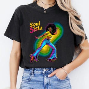 Funky 70's Soul Sista Tee - Oversized Comfort Fit - Neon Disco Dance T ...