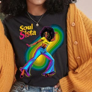 Funky 70's Soul Sista Tee - Oversized Comfort Fit - Neon Disco Dance T ...