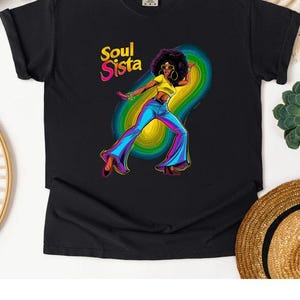 Funky 70's Soul Sista Tee Oversized Comfort Fit Neon Disco Dance T ...