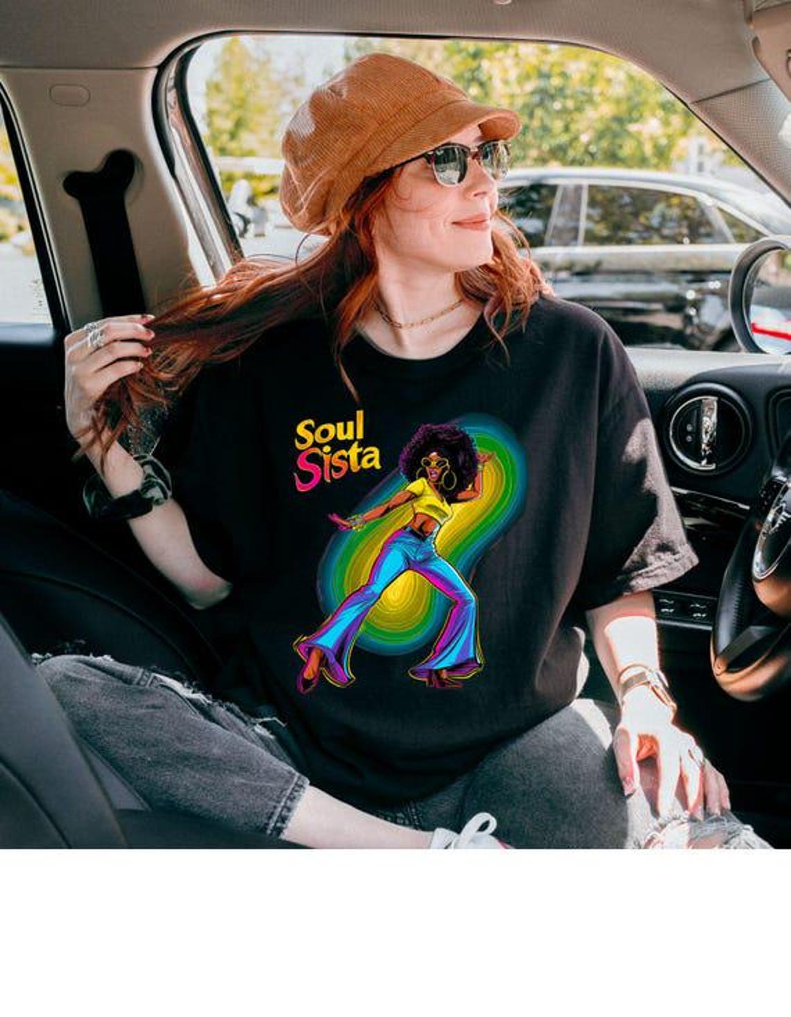 Funky 70's Soul Sista Tee - Oversized Comfort Fit - Neon Disco Dance T ...