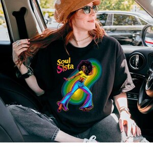 Funky 70's Soul Sista Tee - Oversized Comfort Fit - Neon Disco Dance T ...
