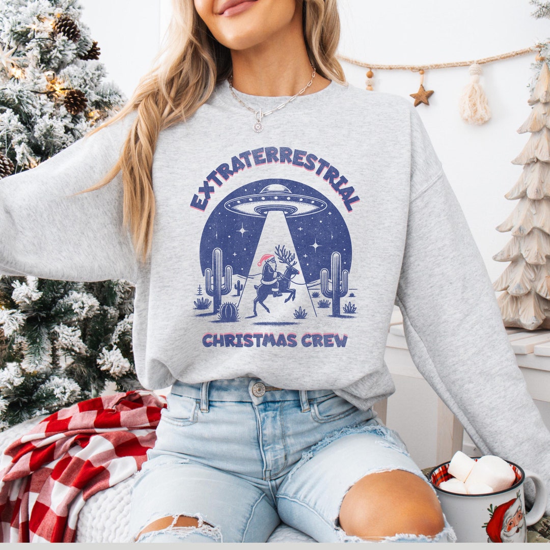 Funny Alien Christmas Jumper Retro Santa Sweater Space-themed Holiday ...