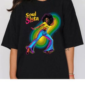 Funky 70's Soul Sista Tee - Oversized Comfort Fit - Neon Disco Dance T ...