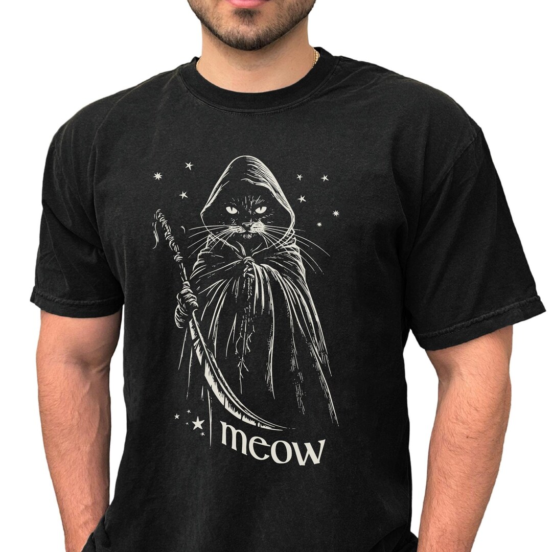 Black Cat Grim Reaper Shirt - Hilarious Dark Humor Tee - Perfect Gift ...