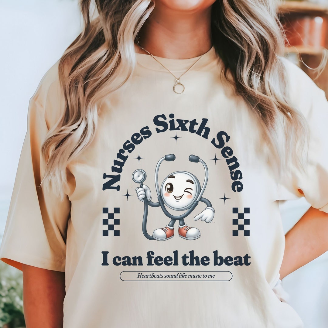 Funny Nurse Shirt Humorous Healthcare Apparel Heartbeat & Retro Mascot ...
