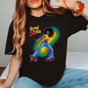 Funky 70's Soul Sista Tee - Oversized Comfort Fit - Neon Disco Dance T ...