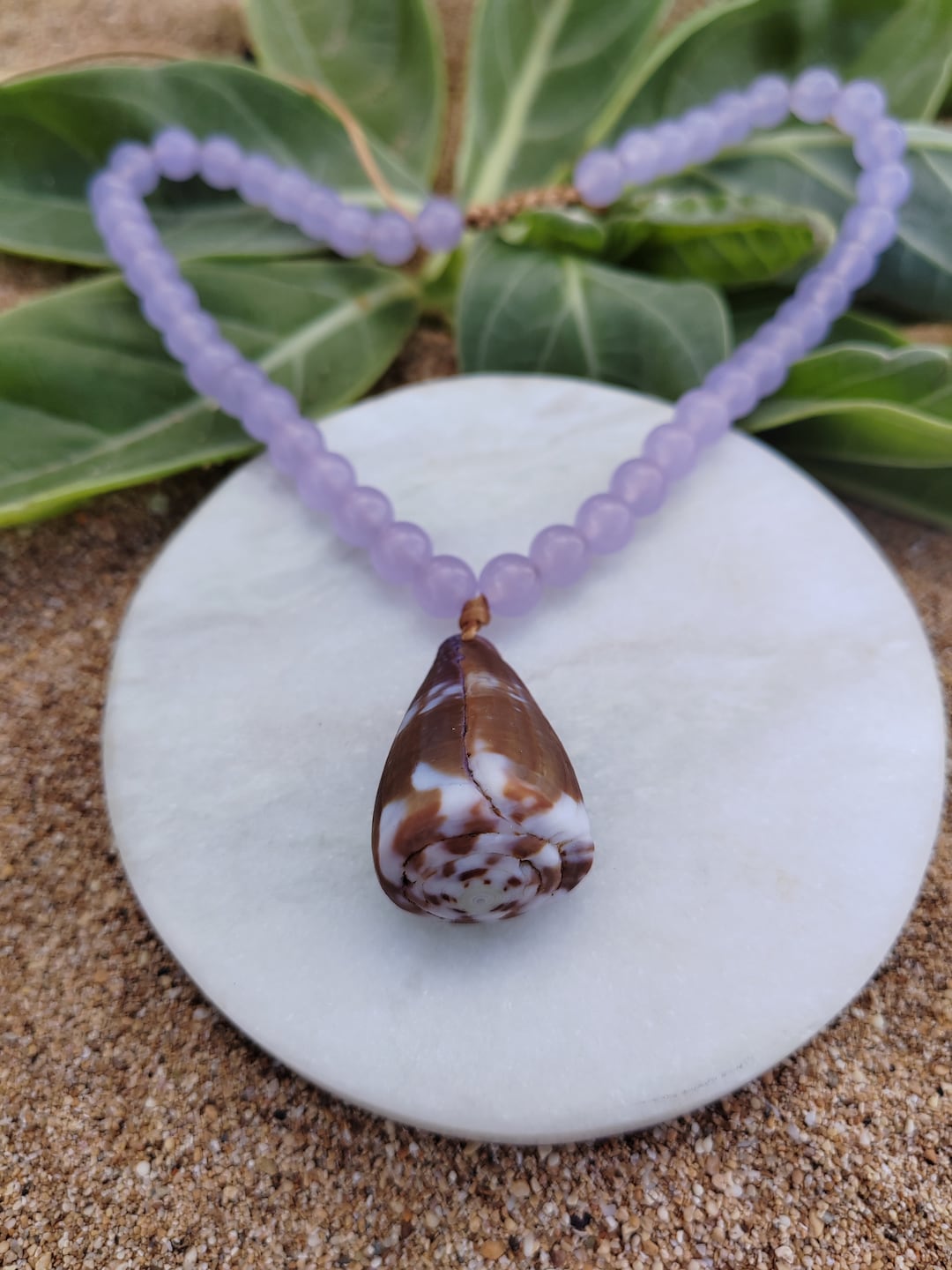 Hawaiian Genuine Rat Cone Seashell and Gemstone Adjustable Necklace - Etsy