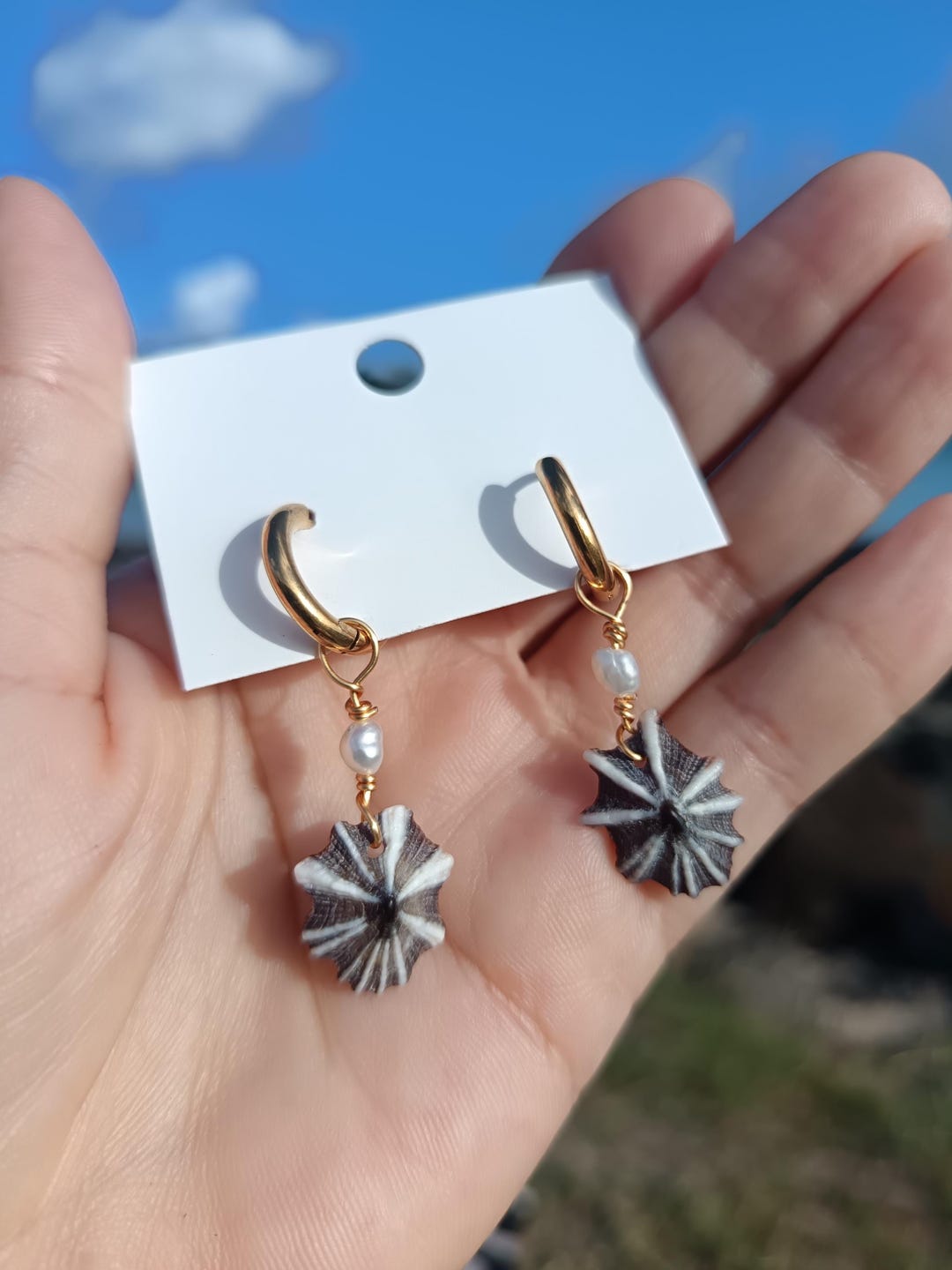 Opihi Awa Shell and Freshwater Pearl Earrings I Unique Gift for Her I ...