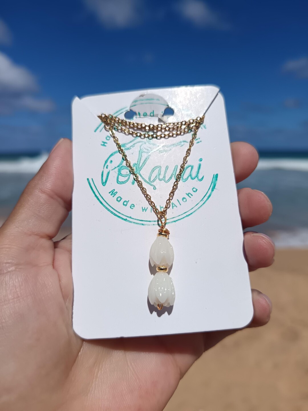 14k Gold Fill or Gold Plated Pikake Flower Necklace: Kauai Shell ...