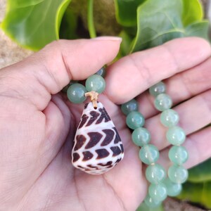 Hawaiian Genuine Hebrew Cone Shell and Jade Gemstone Adjustable ...