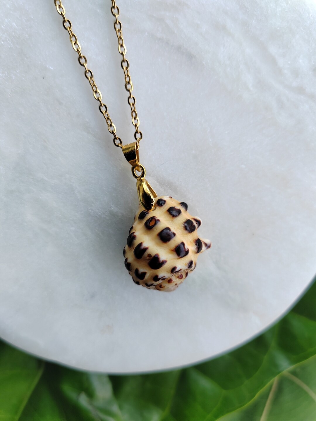 Hawaiian Drupe Seashell Necklace in 18K Gold Plating Beach Boho Jewelry ...