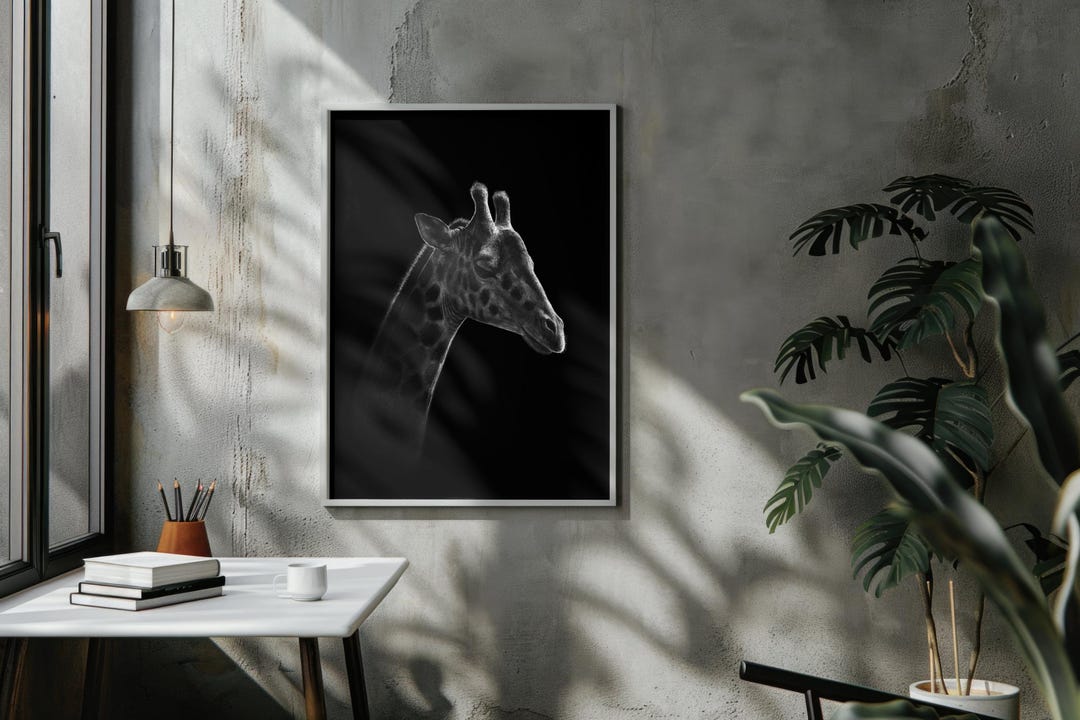Giraffe Art Print: Hand-drawn Charcoal Giclée - African Wildlife Decor ...
