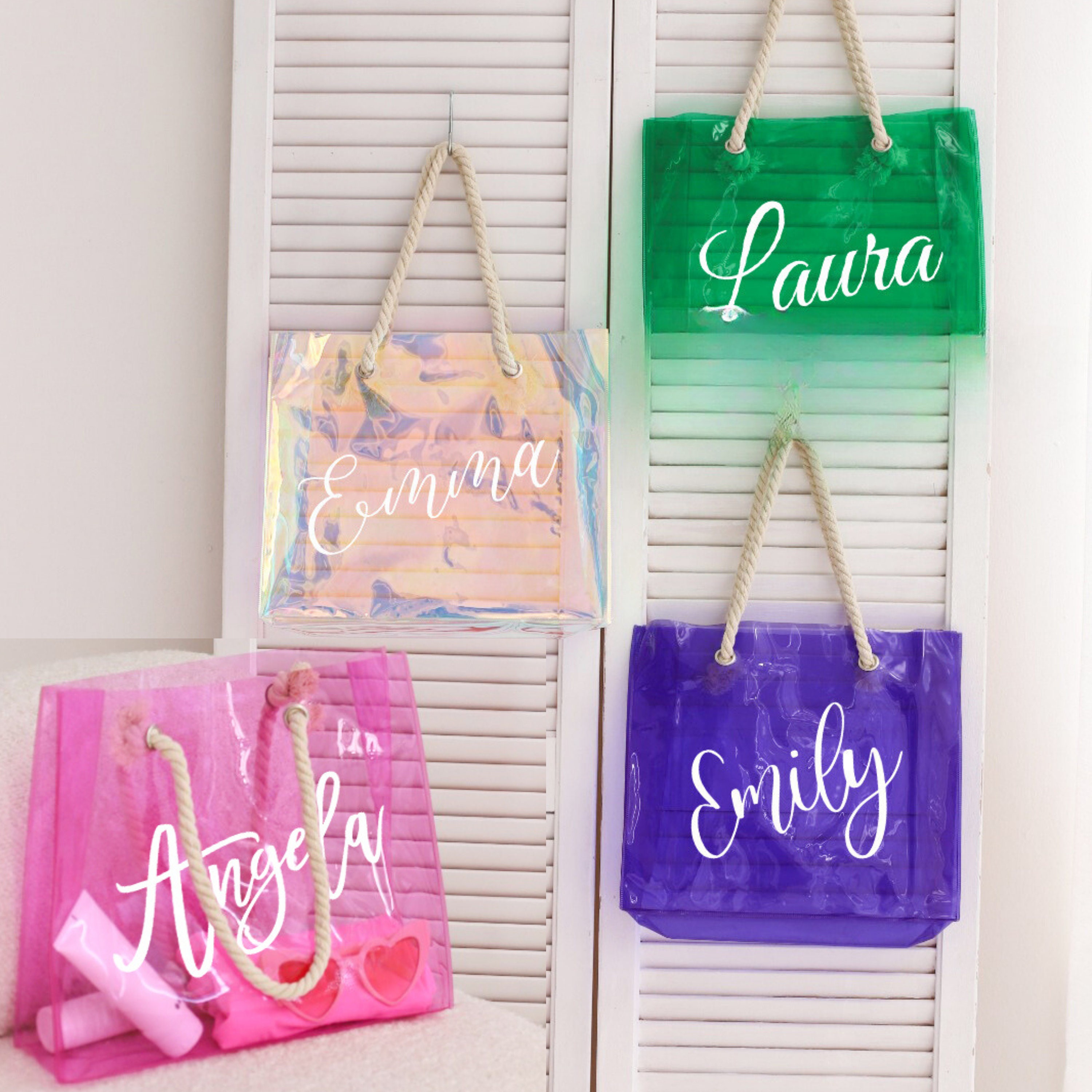 Personalized Transparent Bridesmaid Beach Tote Bag- Best Friend Gift ...