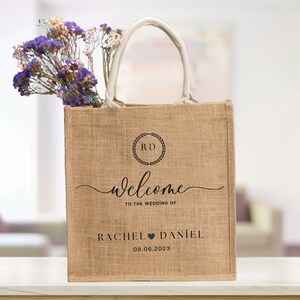 Personalized Welcome Wedding Rustic Jute Tote Bags – Bulk Wedding ...