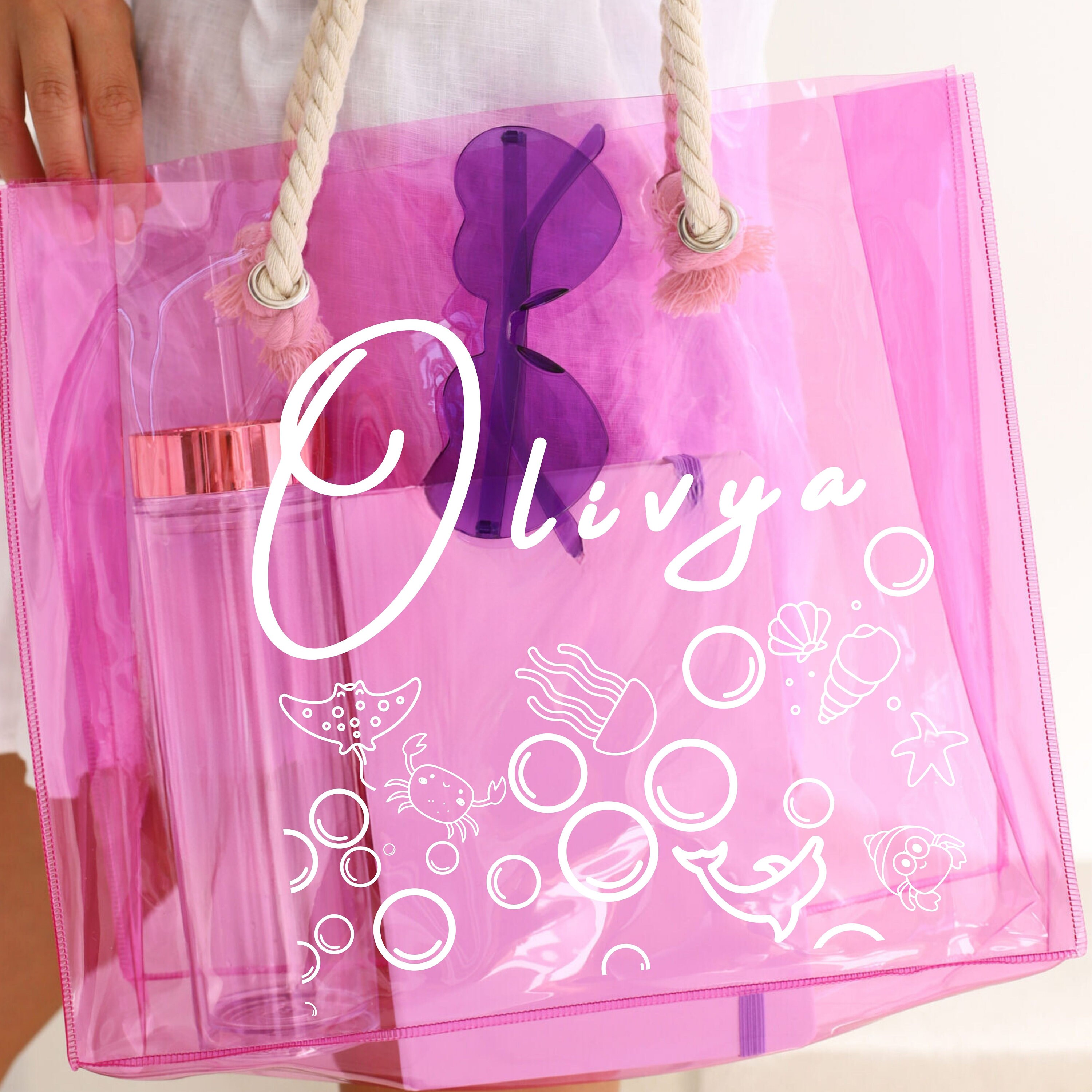 Personalized Transparent Bridesmaid Beach Tote Bag- Best Friend Gift ...
