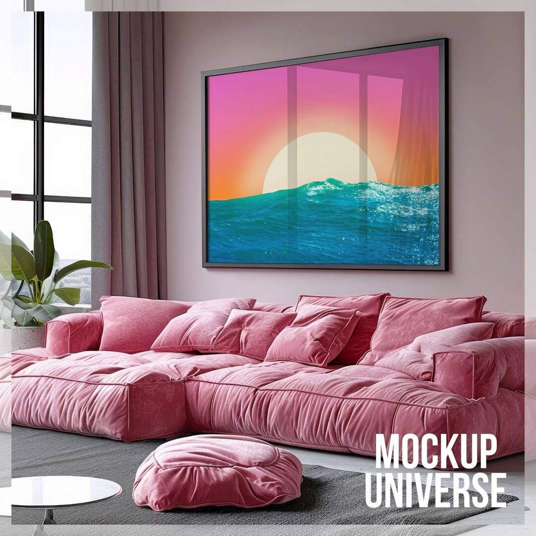 Coquette Landscape Frame Mockup, Girly Poster Mockup With Glass ...
