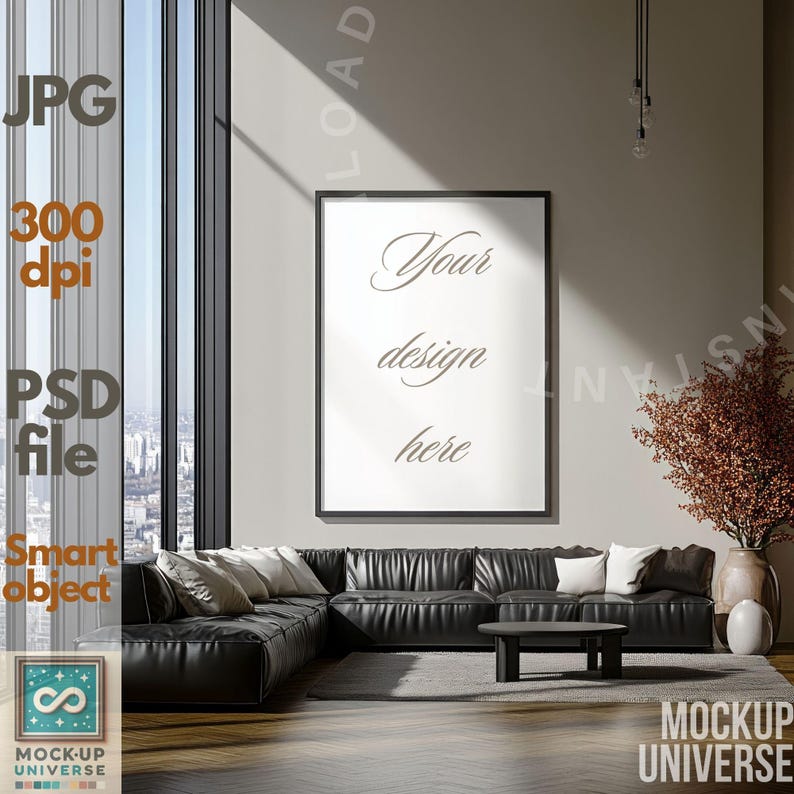 Large Frame Mockup Modern Interior, Elegant Poster Mockup, Luxury ...