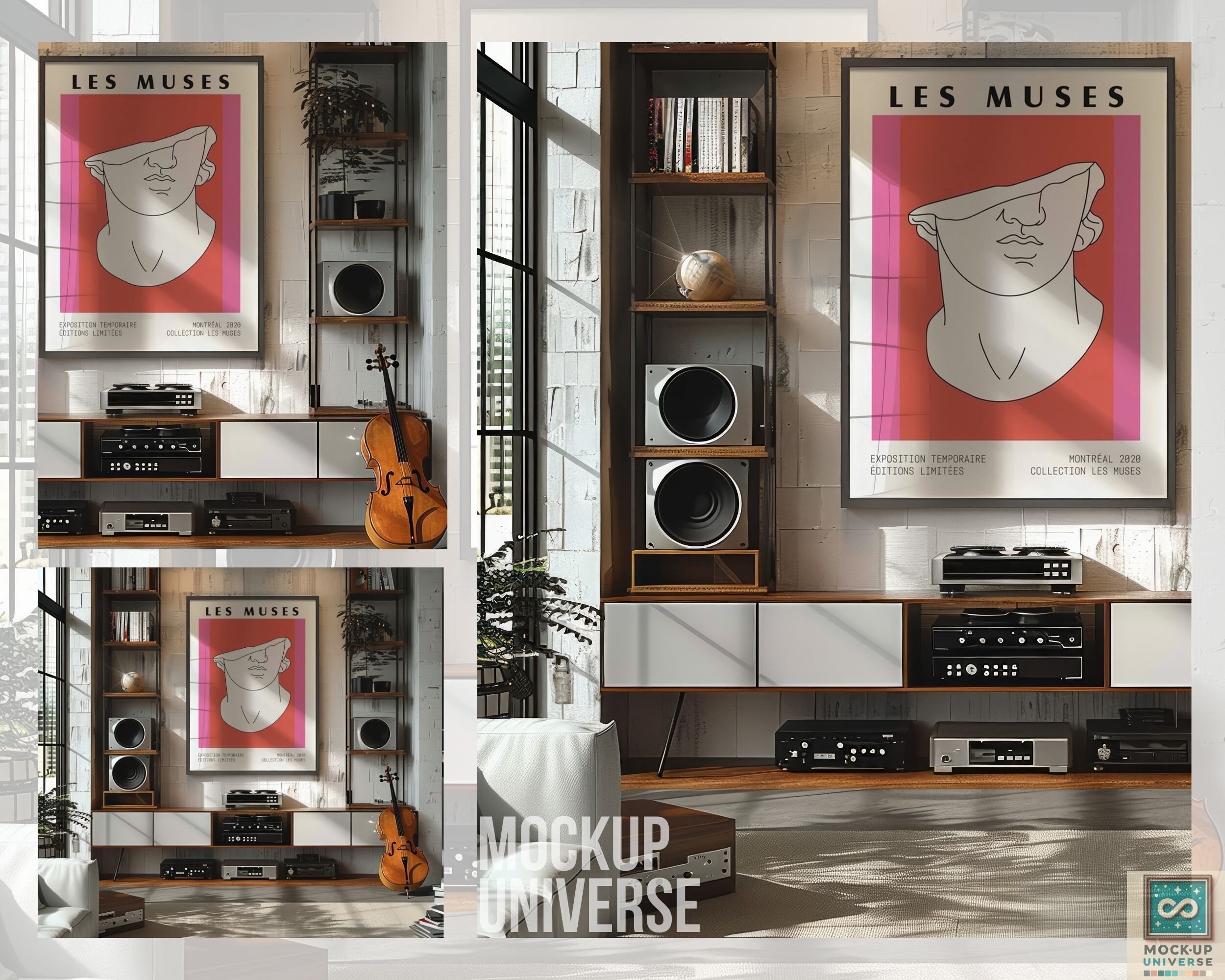 Music Room Wall Art Frame Mockup, Modern Meloman Artwork Display, Extra ...