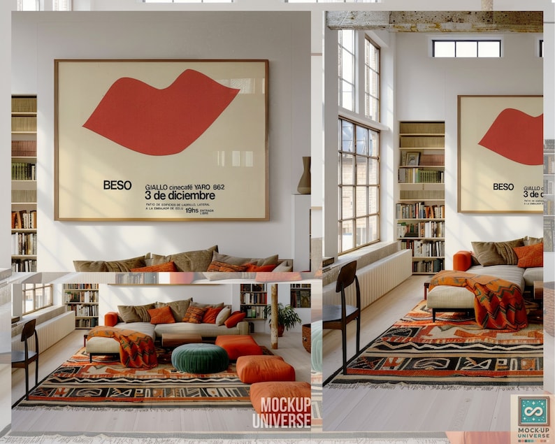 Modern Loft Wall Art Frame Mockup, Large Horizontal Mockup Frame ...