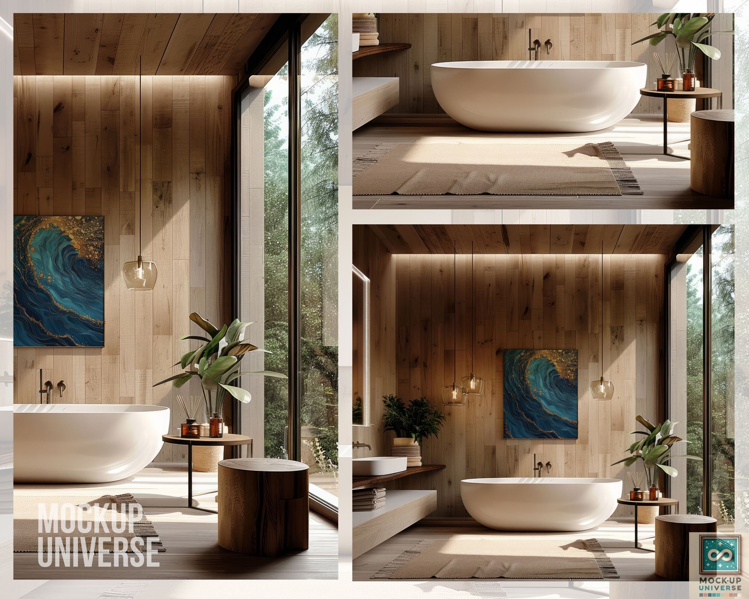 Farmhouse SPA Bathroom Frame Mockup, Minimal Bathtub Artwork Display ...