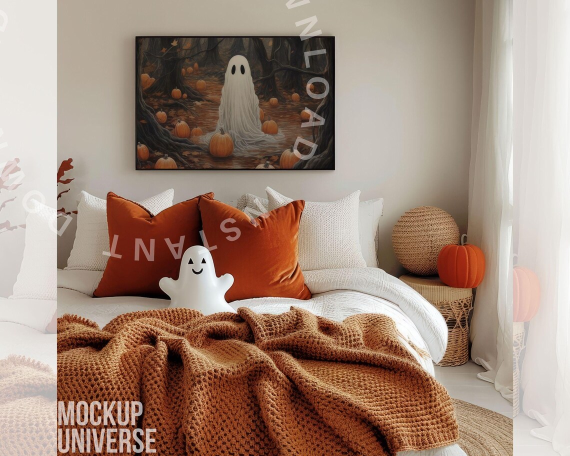 Fall & Halloween Frame Mockups Bundle, Autumn Wall Art Mockup Set ...